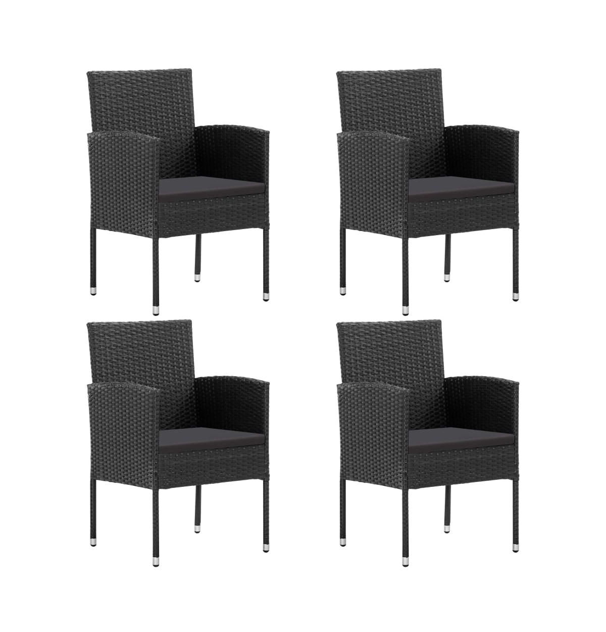 Click here for Patio Chairs with Black Cushions 4 pcs Black Poly... prices