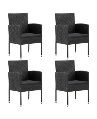Patio Chairs with Black Cushions 4 pcs Black Poly Rattan - Macy's