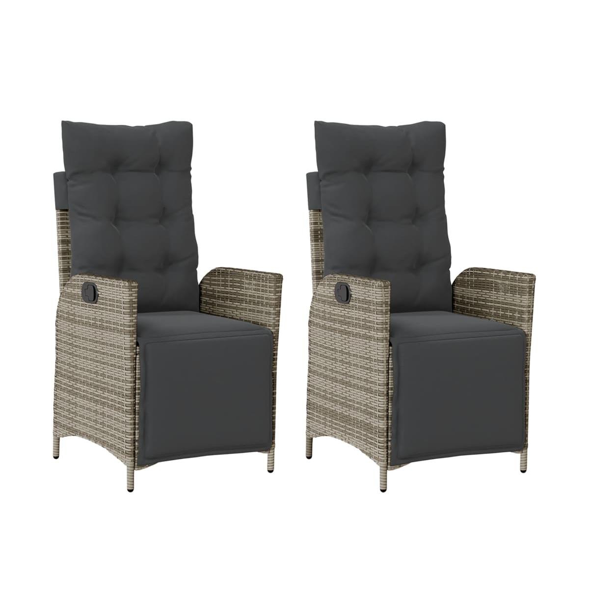 Click here for Reclining Patio Chairs 2 pcs with Footrest Gray Po... prices