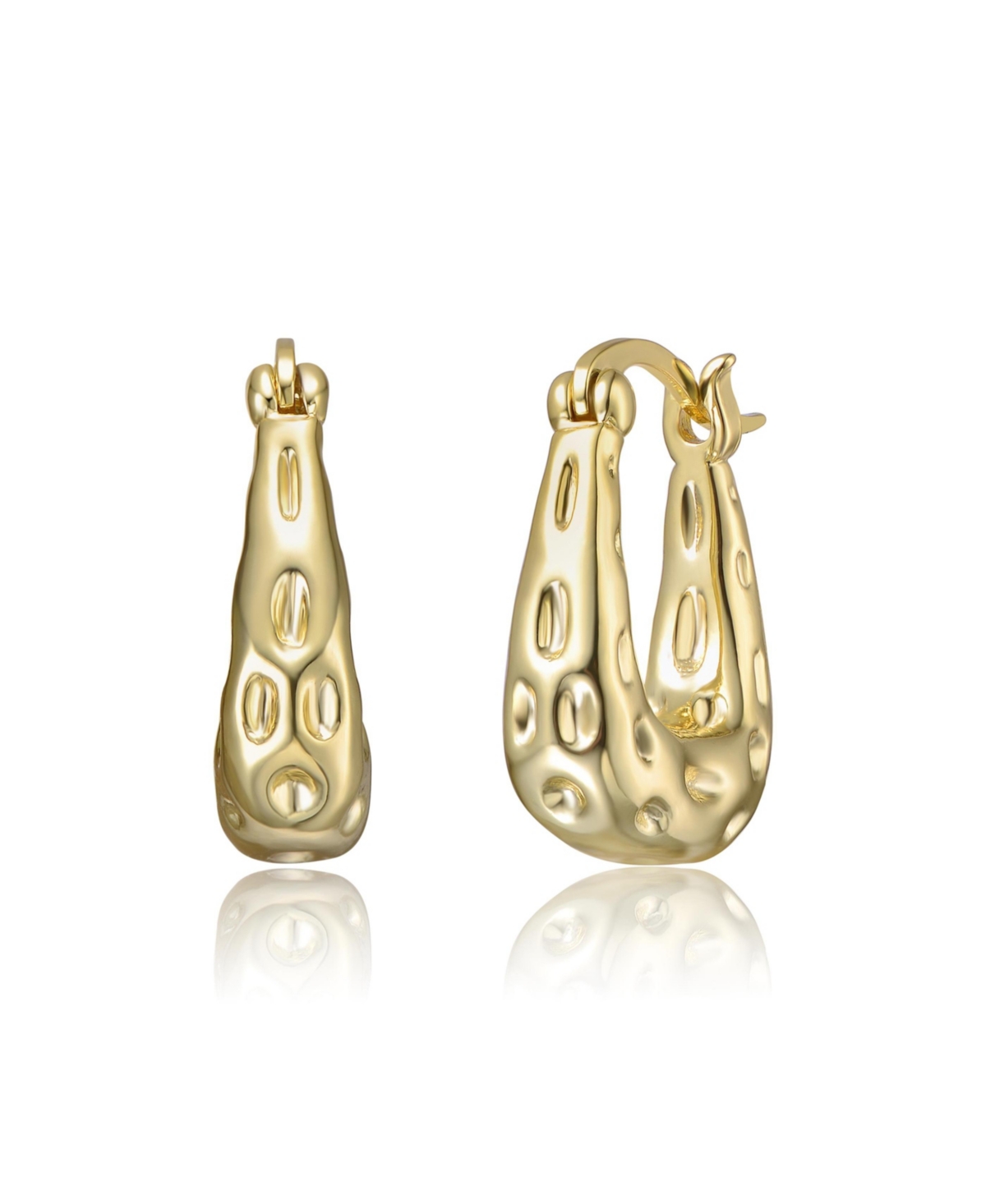 Click here for 14K Gold Plated Openwork U-Shaped Oblong Hoop Earr... prices