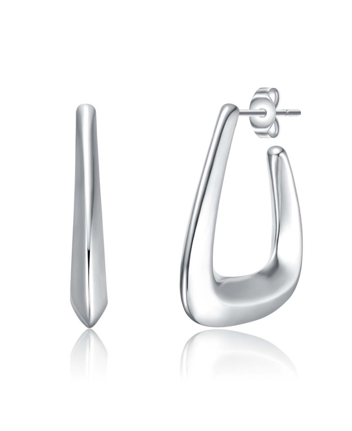 Click here for Irregular Box-Shaped Hoop Earrings in White Gold P... prices
