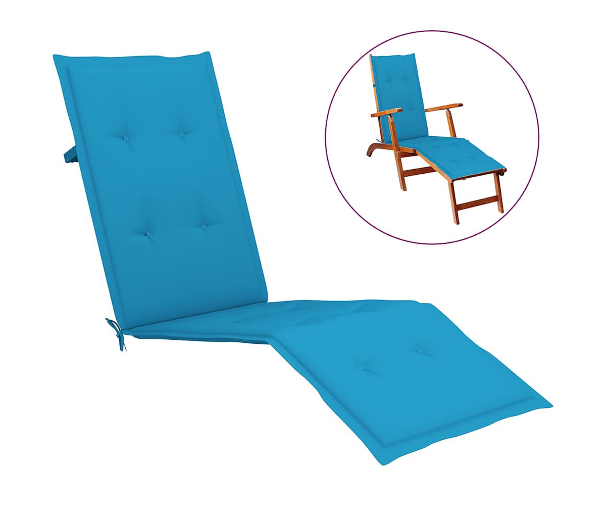Click here for Deck Chair Cushion Blue (29.5+41.3)x19.7x1.6 - Blu... prices