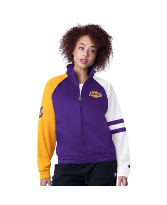 Starter Women's Purple Los Angeles Lakers Line Up Dolman Raglan Full ...