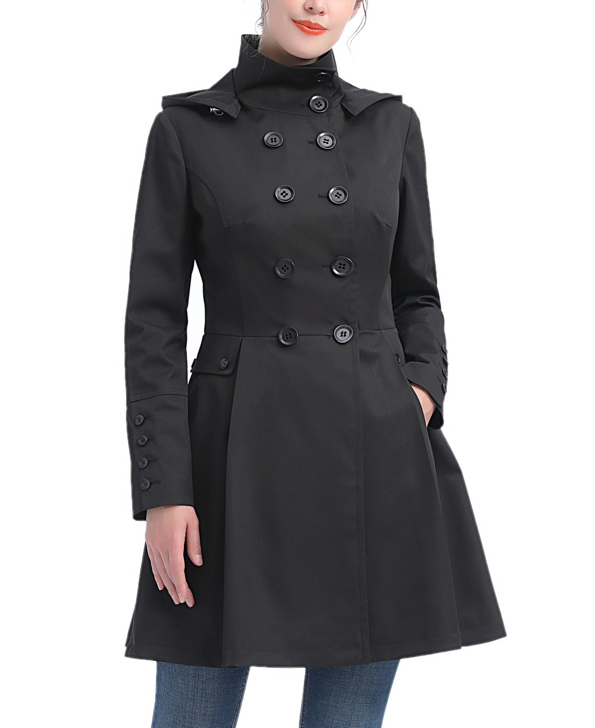 Click here for kimi + kai Womens Adele Hooded Trench Coat - Black prices