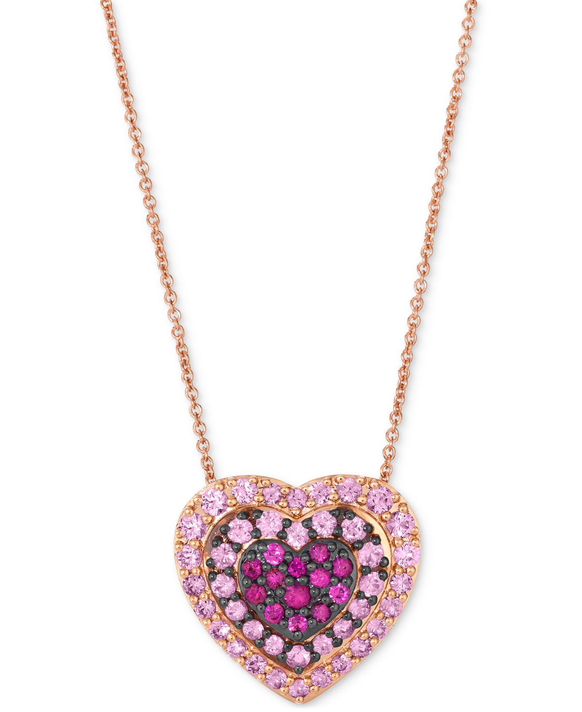 Click here for Le Vian Pink Sapphire Ombre Halo Cluster Heart Adj... prices