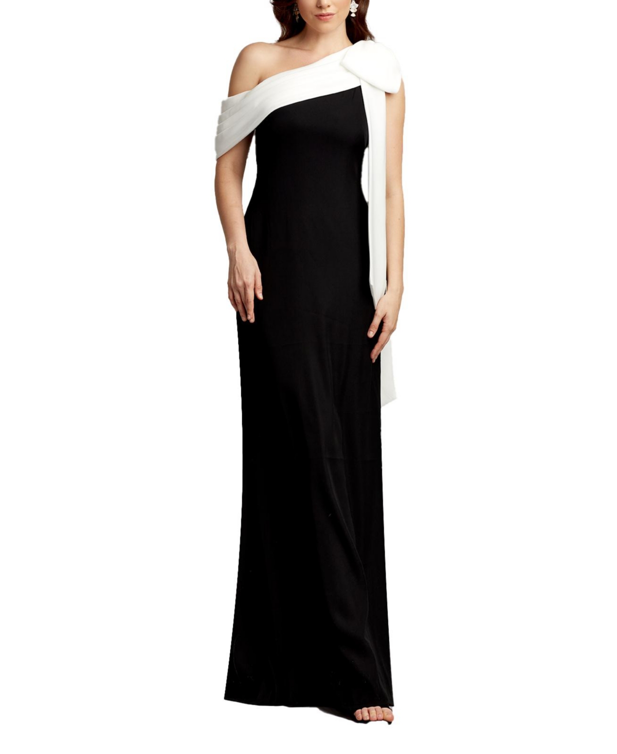 Click here for Tadashi Shoji Womens Cassia Bow-Shoulder Crepe Gow... prices