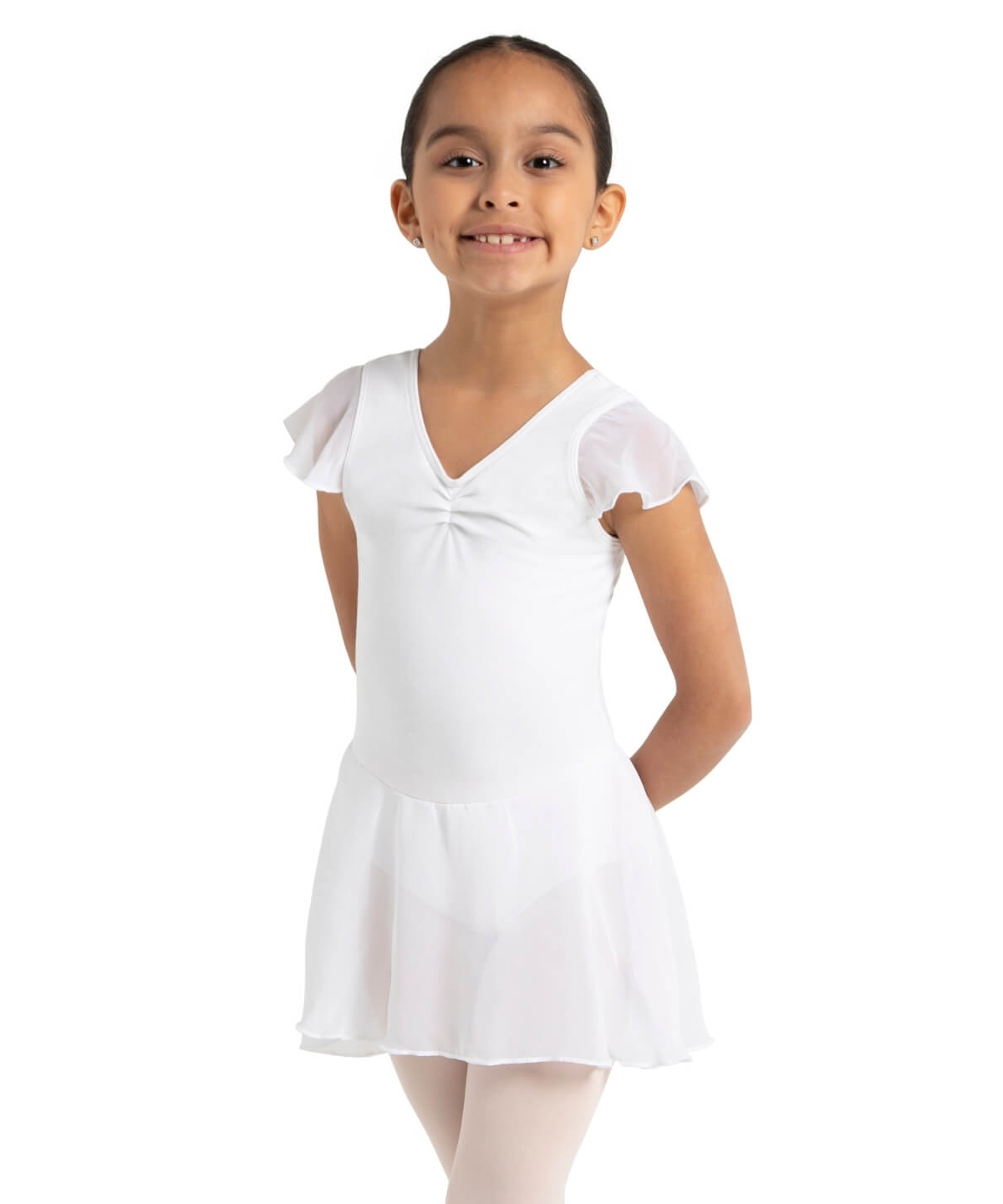 Click here for Capezio Girls Flutter Sleeve Dress - White prices