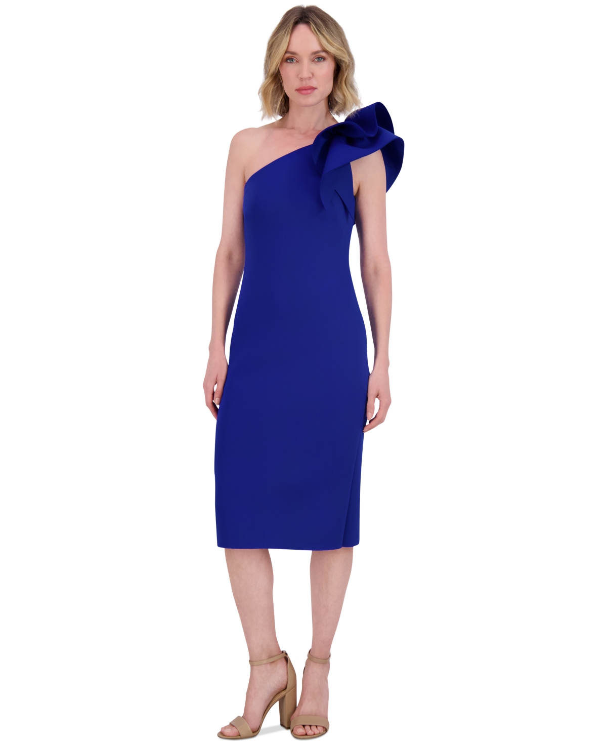 Click here for Eliza J Womens Ruffled-Shoulder Cocktail Dress - C... prices