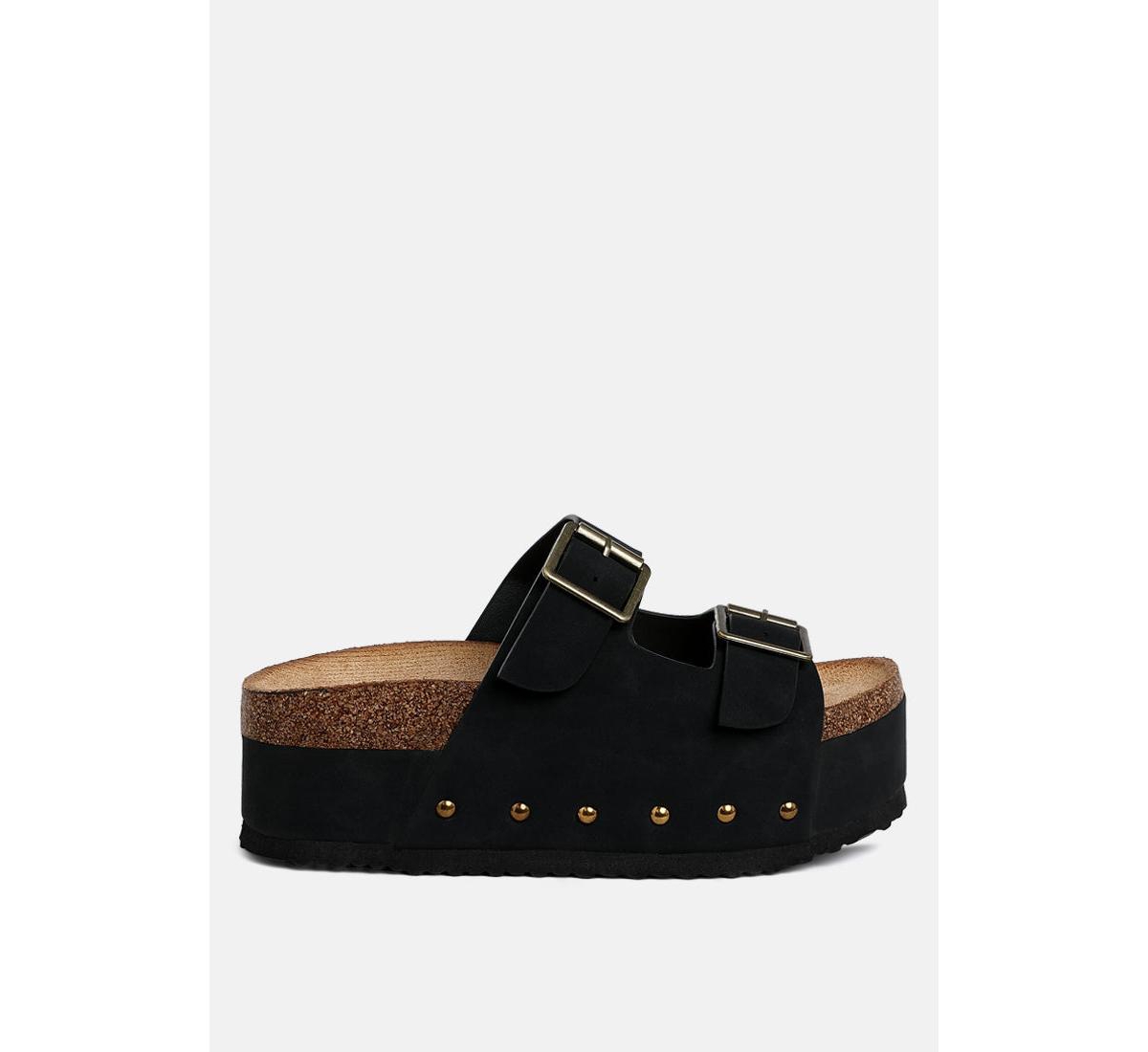 Click here for Impala Studded Faux Leather Slip Ons - Black prices