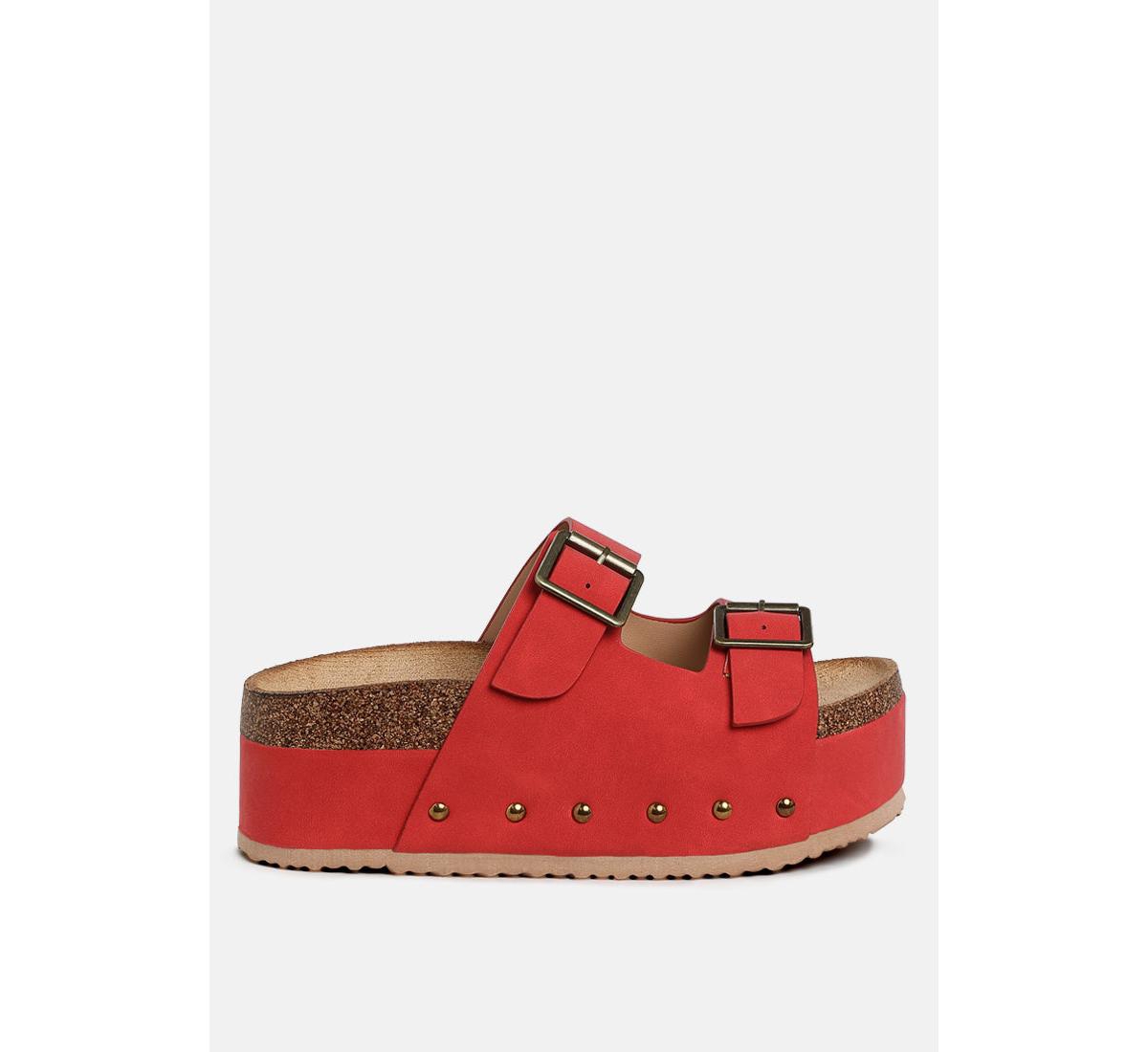 Click here for Impala Studded Faux Leather Slip Ons - Red prices