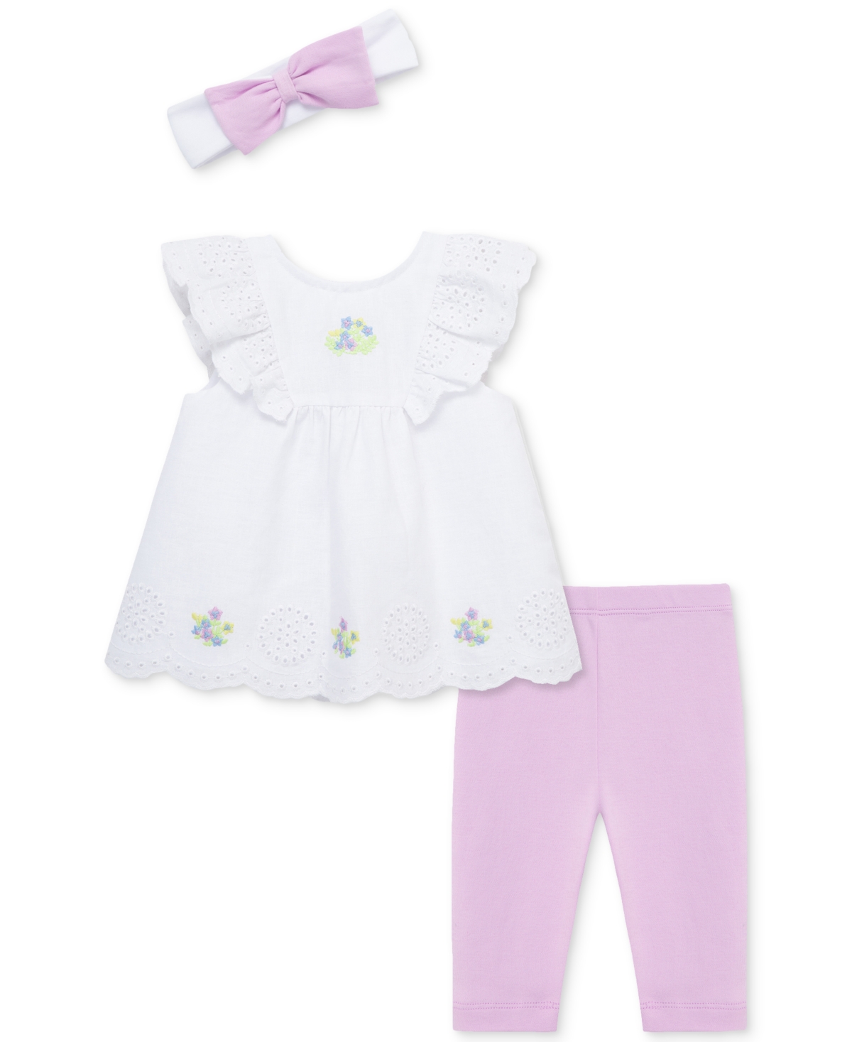 Click here for Little Me Baby Girls 3-Pc. Sweet Eyelet Floral Top... prices