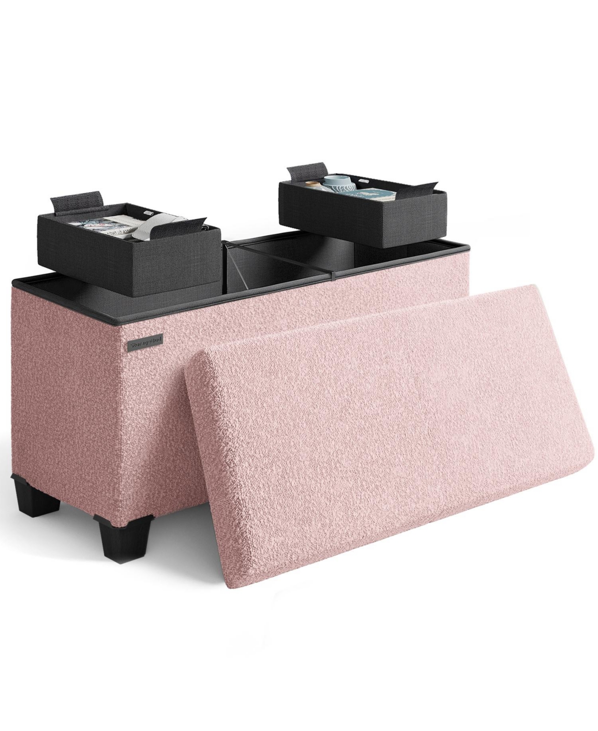 Click here for Rectangular Boucle Ottoman Storage Bench –... prices