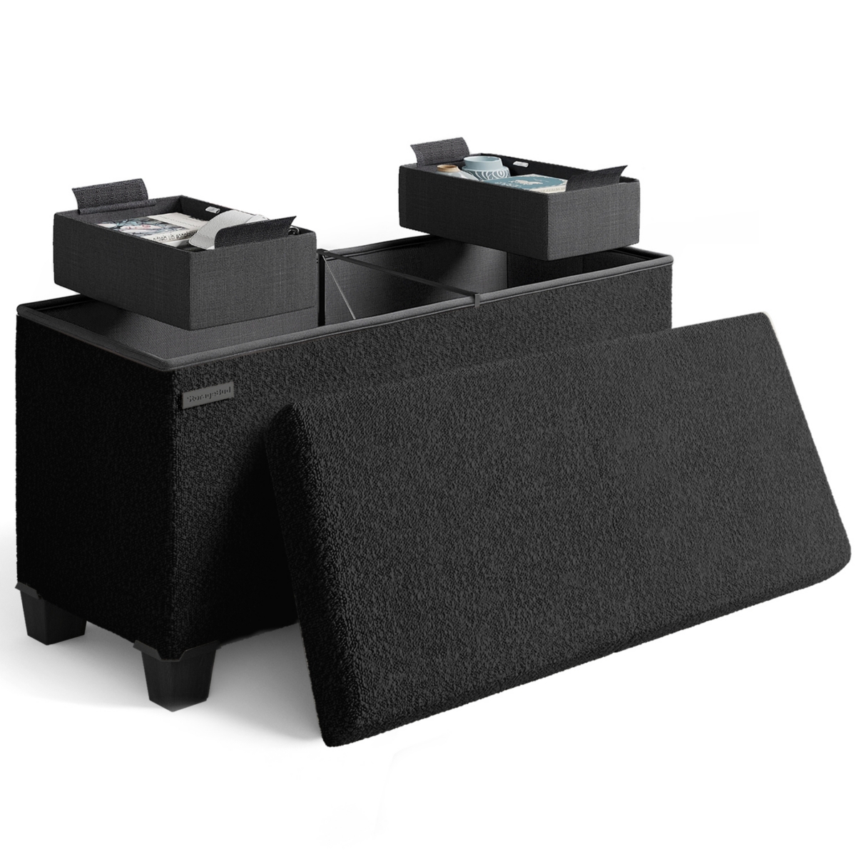 Click here for Rectangular Boucle Ottoman Storage Bench –... prices