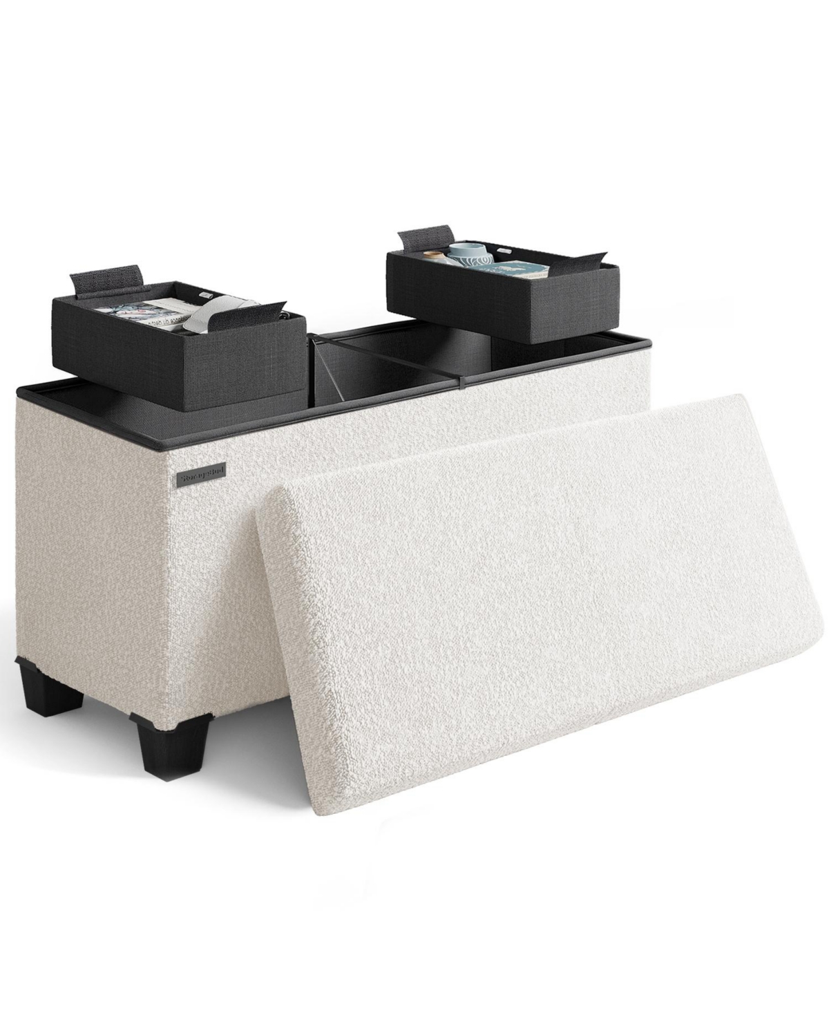 Click here for Rectangular Boucle Ottoman Storage Bench –... prices