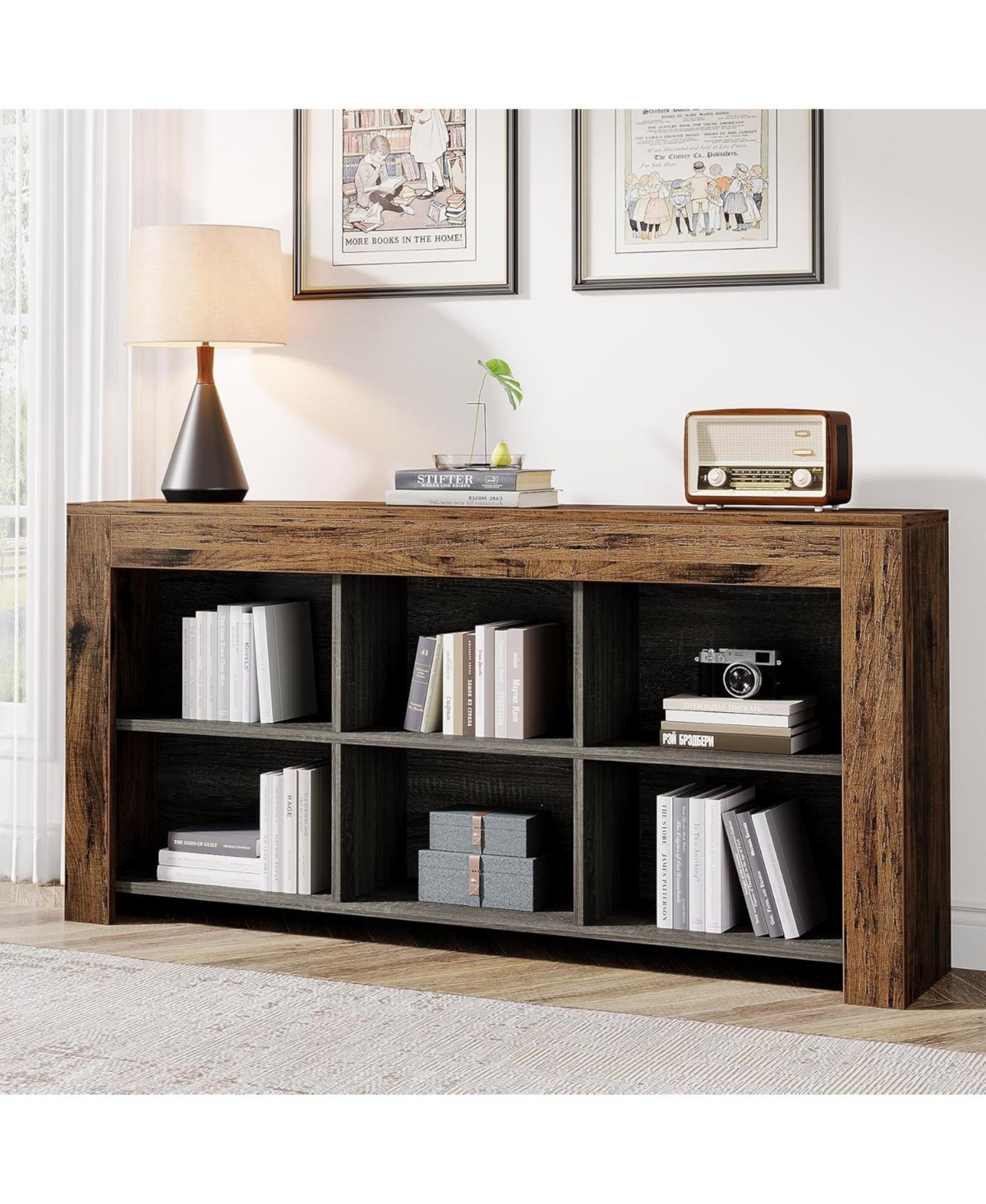 Click here for Tribesigns Horizontal Bookcase  Industrial 6 Cubes... prices