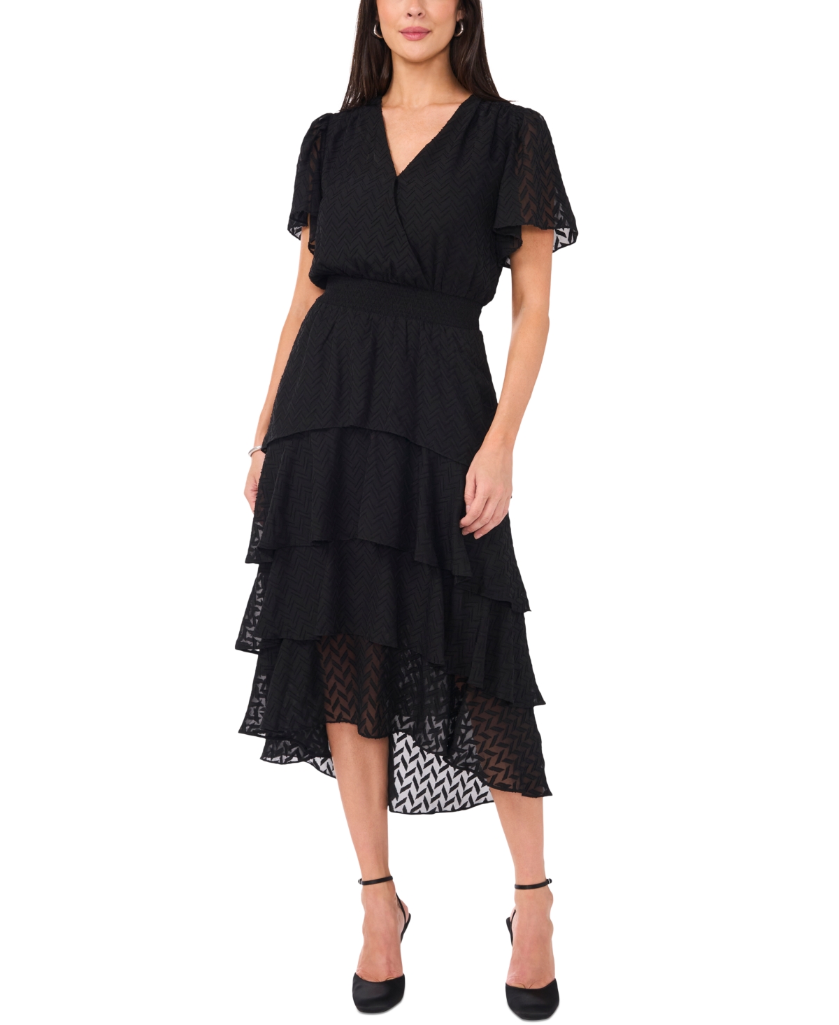 Click here for Vince Camuto Womens Jacquard Smocked Waist Tiered... prices