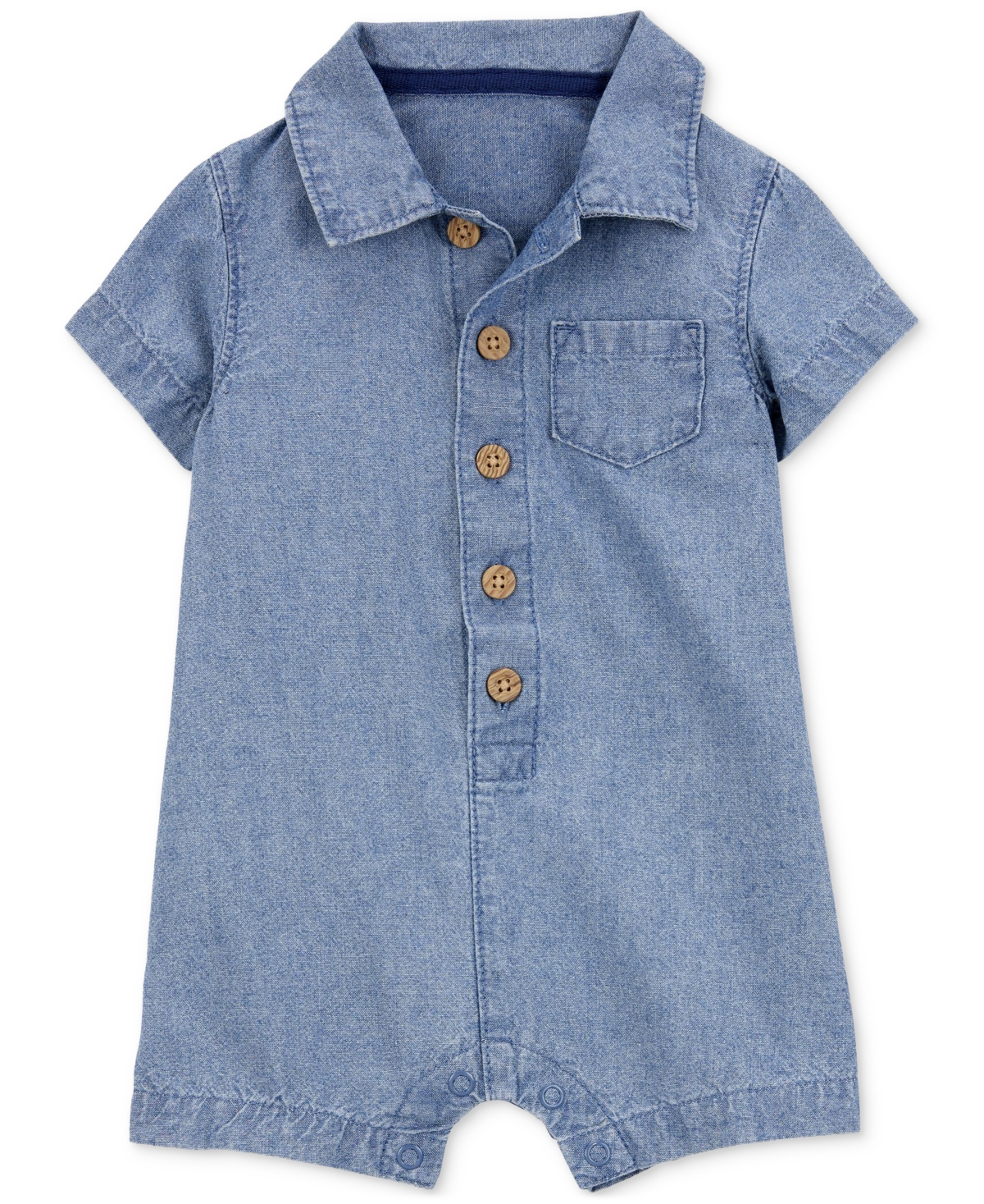 Click here for Carters Baby Boys Cotton Chambray Polo Romper - Bl... prices