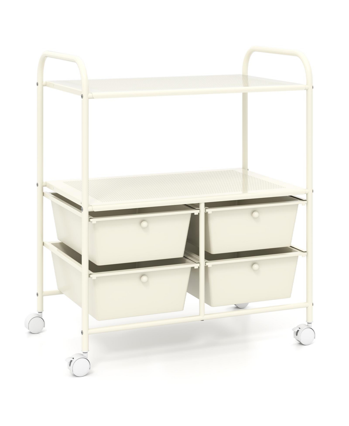 Click here for 4 Drawers Shelves Rolling Storage Cart Rack - Whit... prices