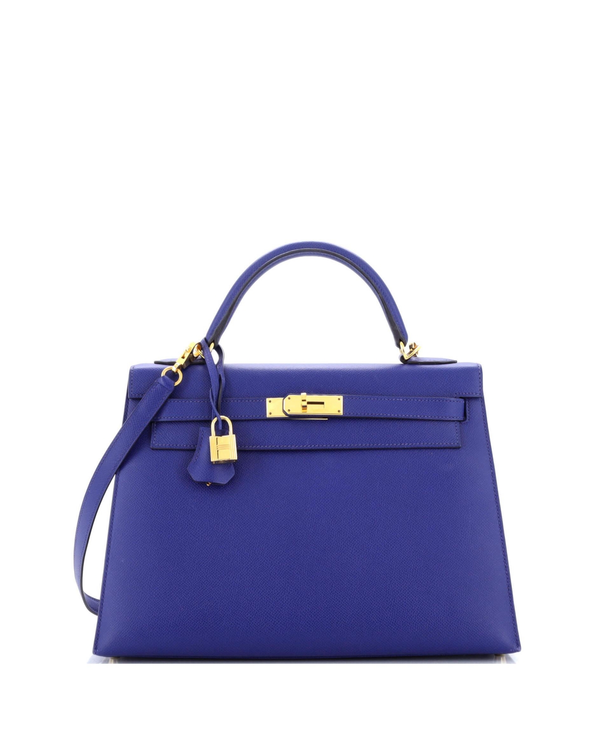 Click here for Pre-Owned HERMES Kelly 32 Handbag Blue Epsom with... prices