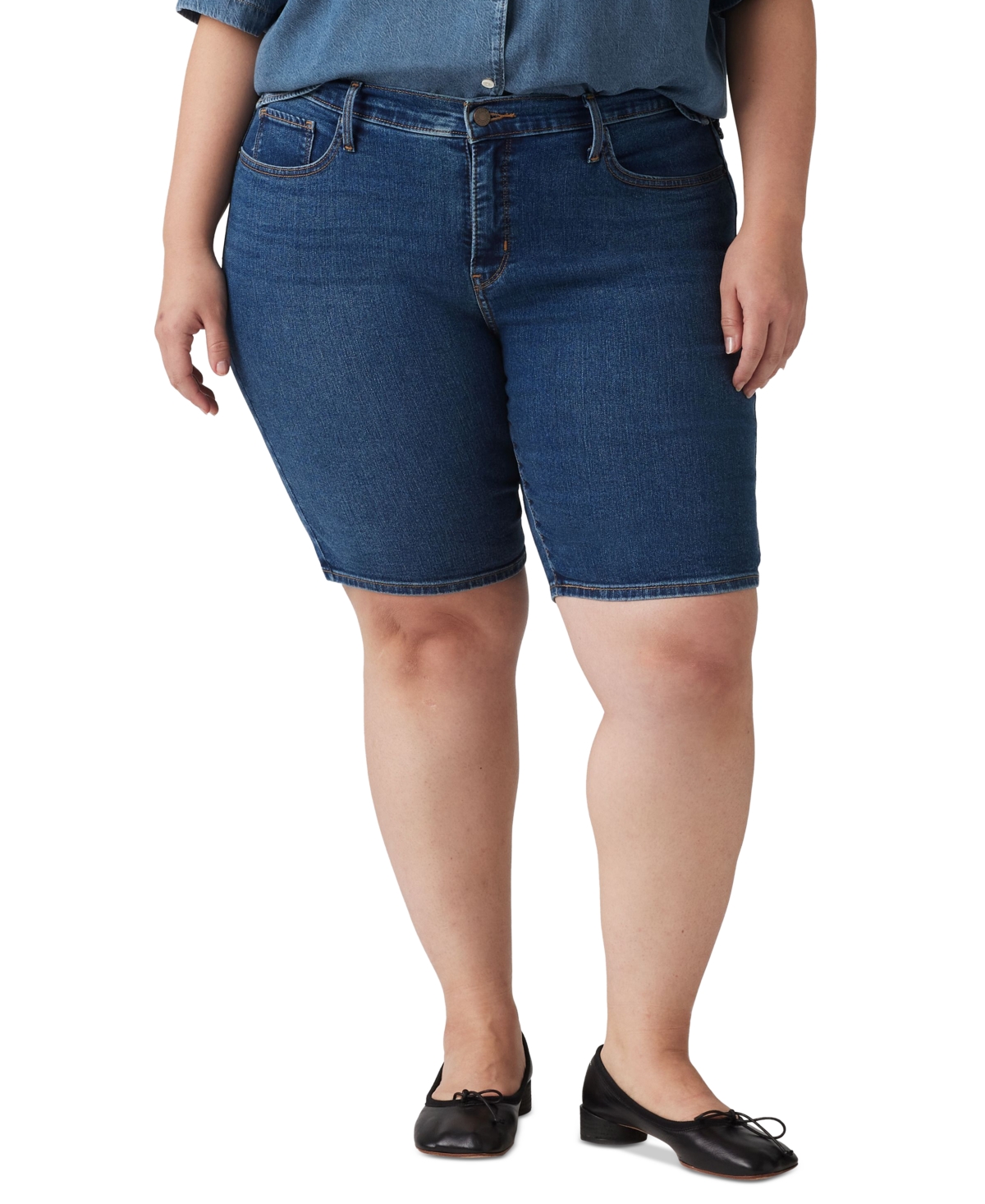Click here for Levis Plus Size Mid-Rise Shaping Bermuda Shorts -... prices