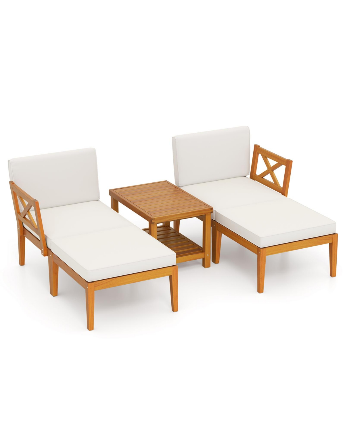 Click here for 5 Pieces Acacia Wood Patio Chaise Lounge Chair Set... prices
