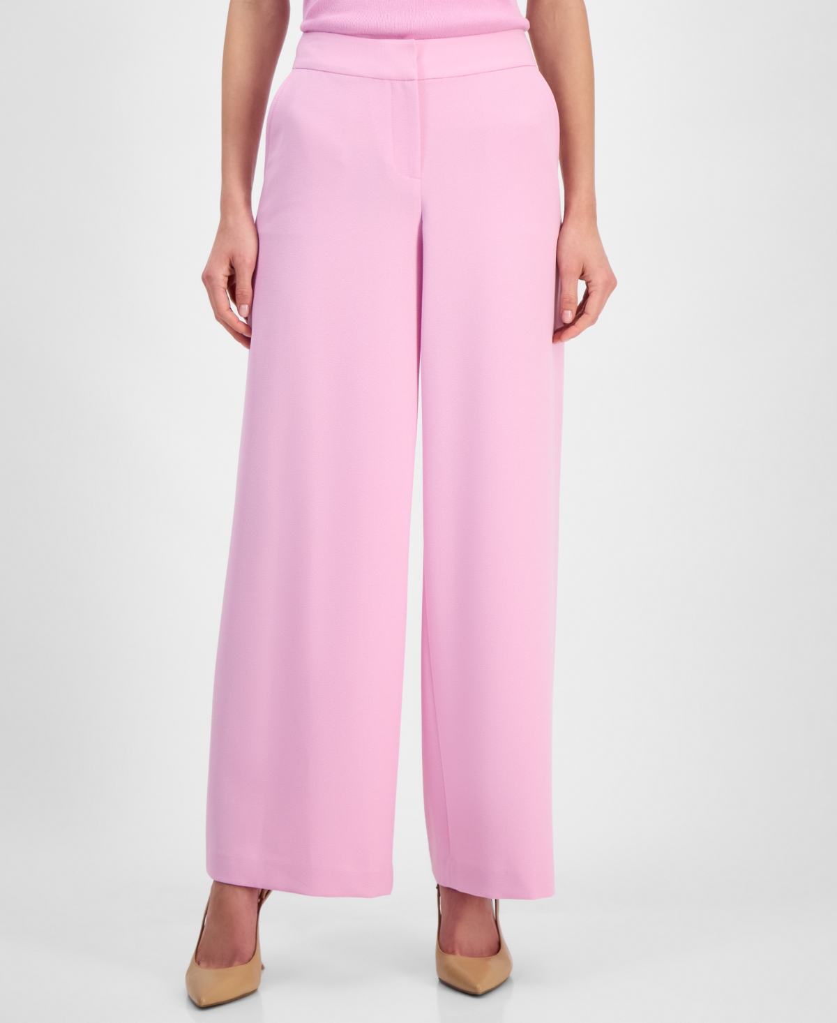 Click here for Tahari Asl Womens Mid-Rise Wide-Leg Pants - Pink M... prices