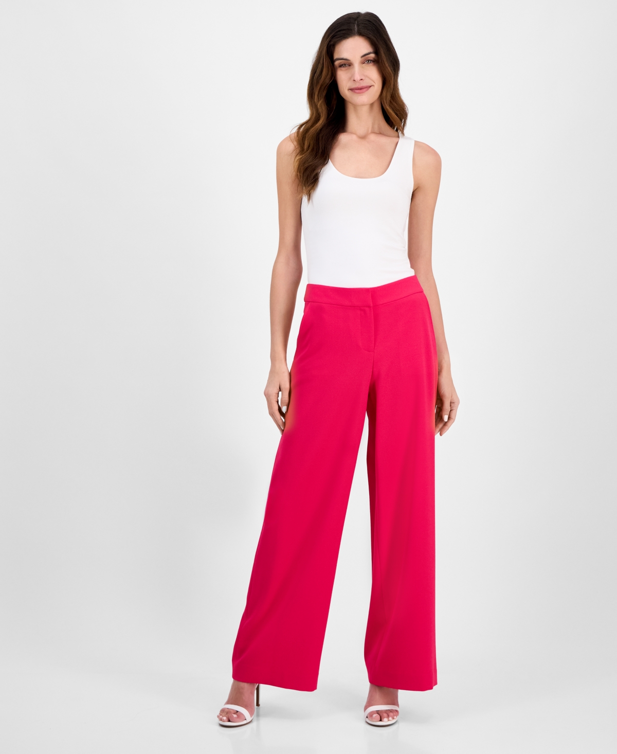 Click here for Tahari Asl Womens Mid-Rise Wide-Leg Pants - Rasber... prices
