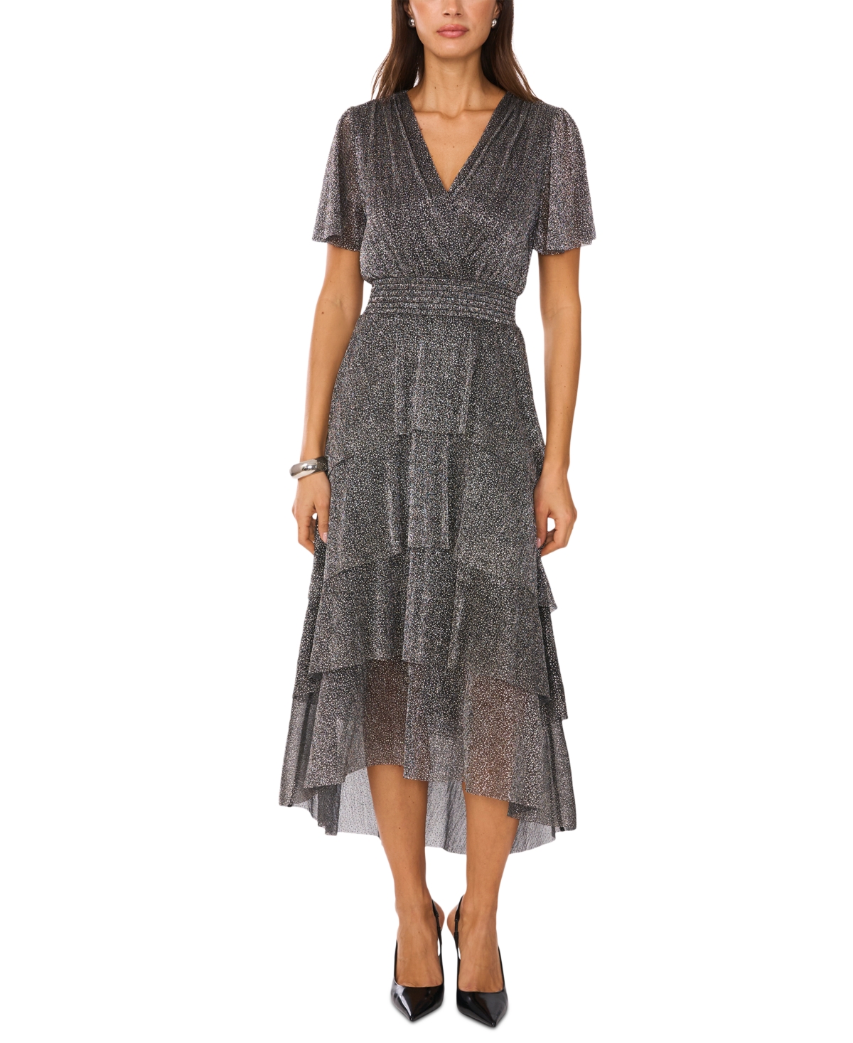 Click here for Vince Camuto Womens Shine Smocked Waist Tiered Mid... prices