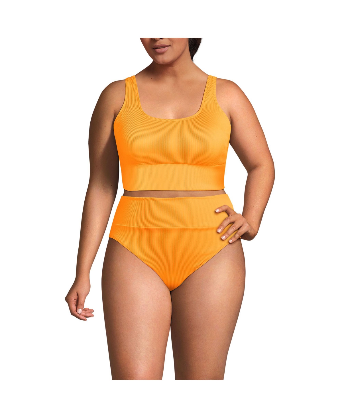 Click here for Lands End Plus Size Tugless Ribbed Midkini and Hig... prices