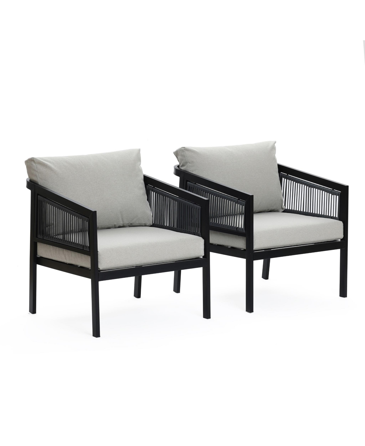 Click here for LuxenHome Outdoor Black Steel with Pe Rope Armchai... prices