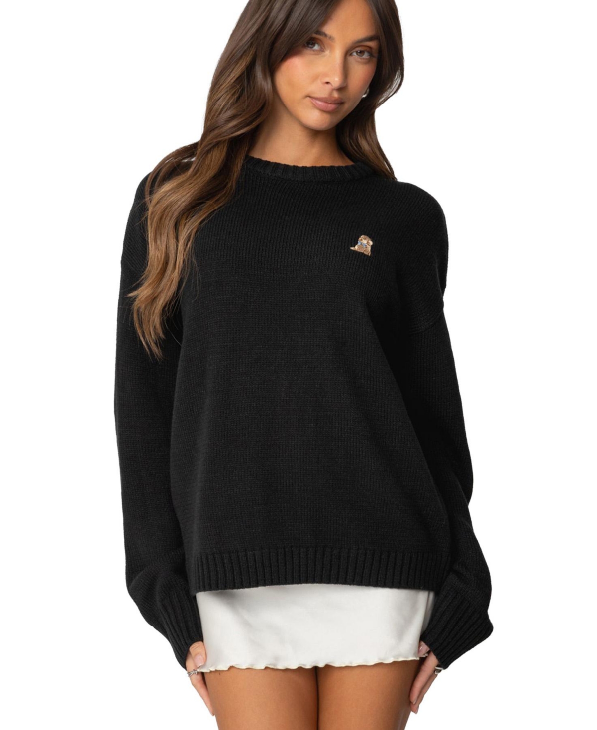Click here for Edikted Womens Puppy Love Embroidered Sweater - Bl... prices