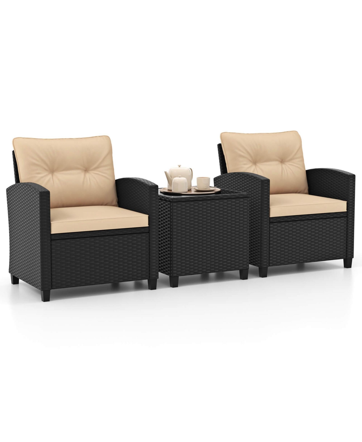 Click here for 3 Pcs Patio Furniture Set with Tempered Glass Coff... prices