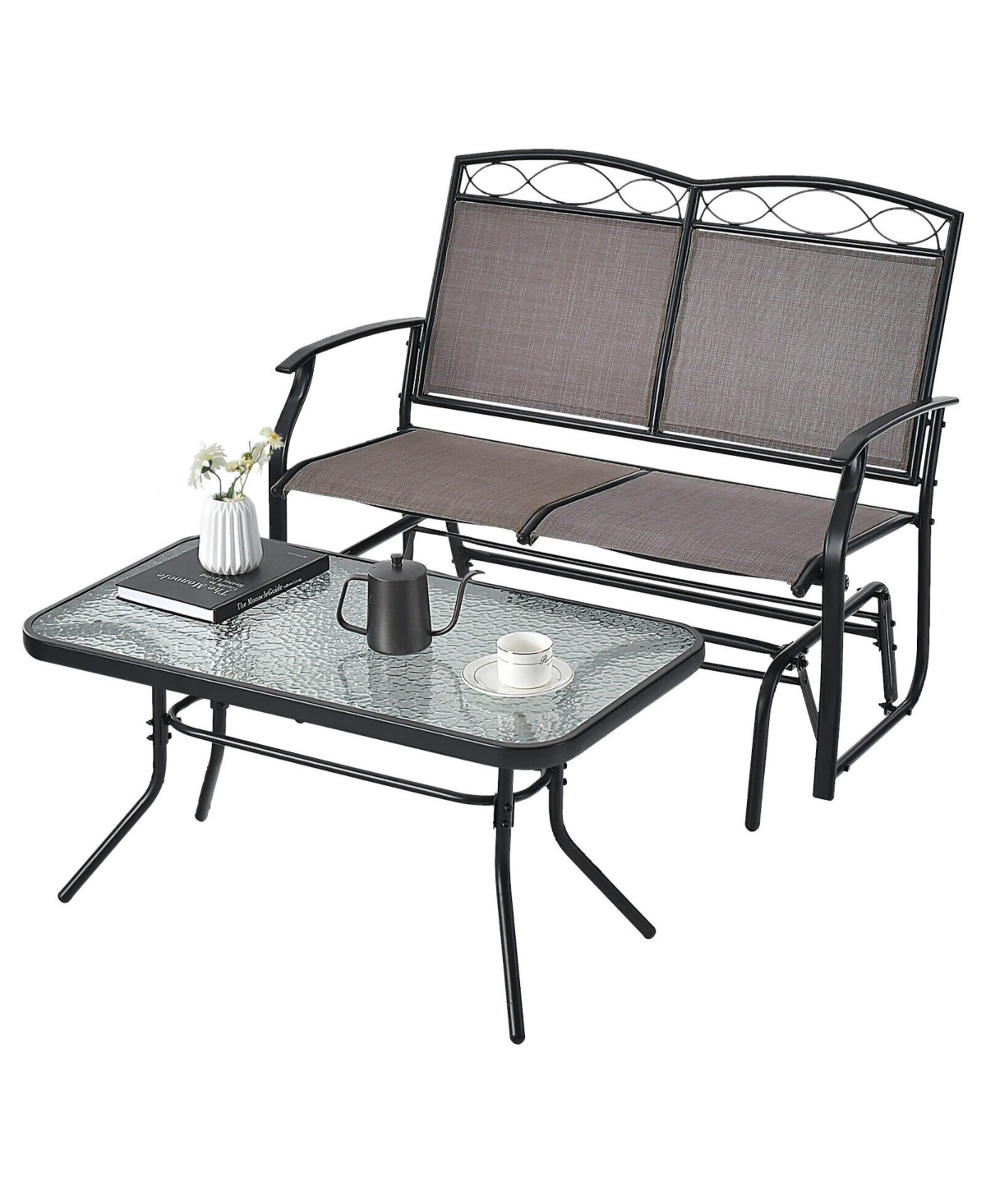Click here for Gymax 2 Pcs Patio Glider Conversation Set Outdoor... prices