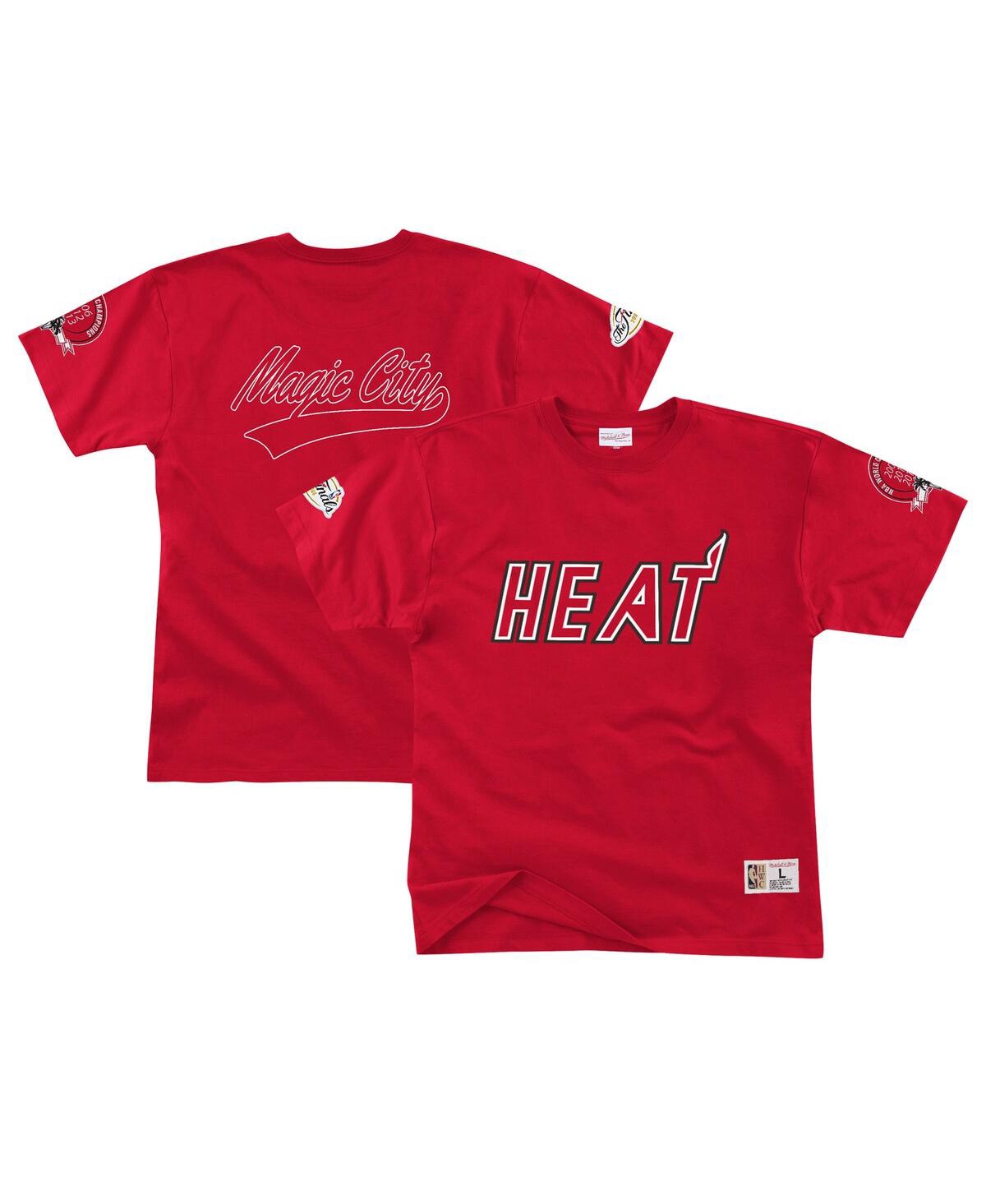 Click here for Mitchell & Ness Mens Red Miami Heat Champ City T-S... prices