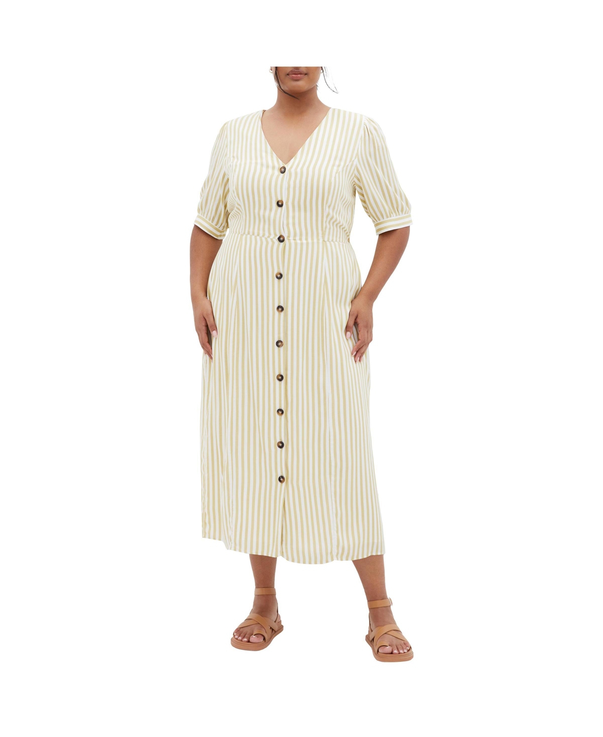 Click here for Plus Size Charli Stripe Dress - Ivory stripe prices