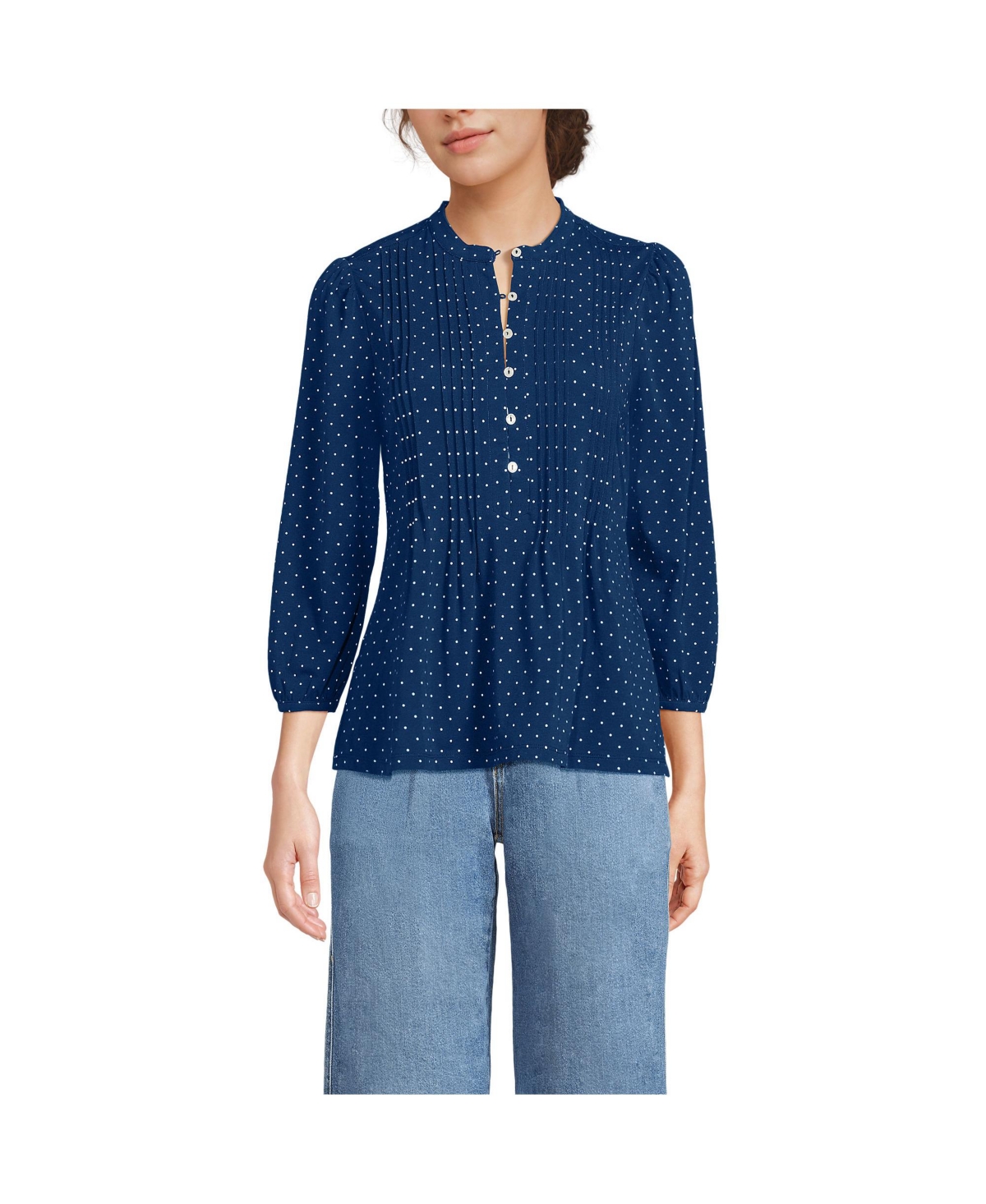 Click here for Lands End Womens Lightweight Jersey Button Pintuck... prices