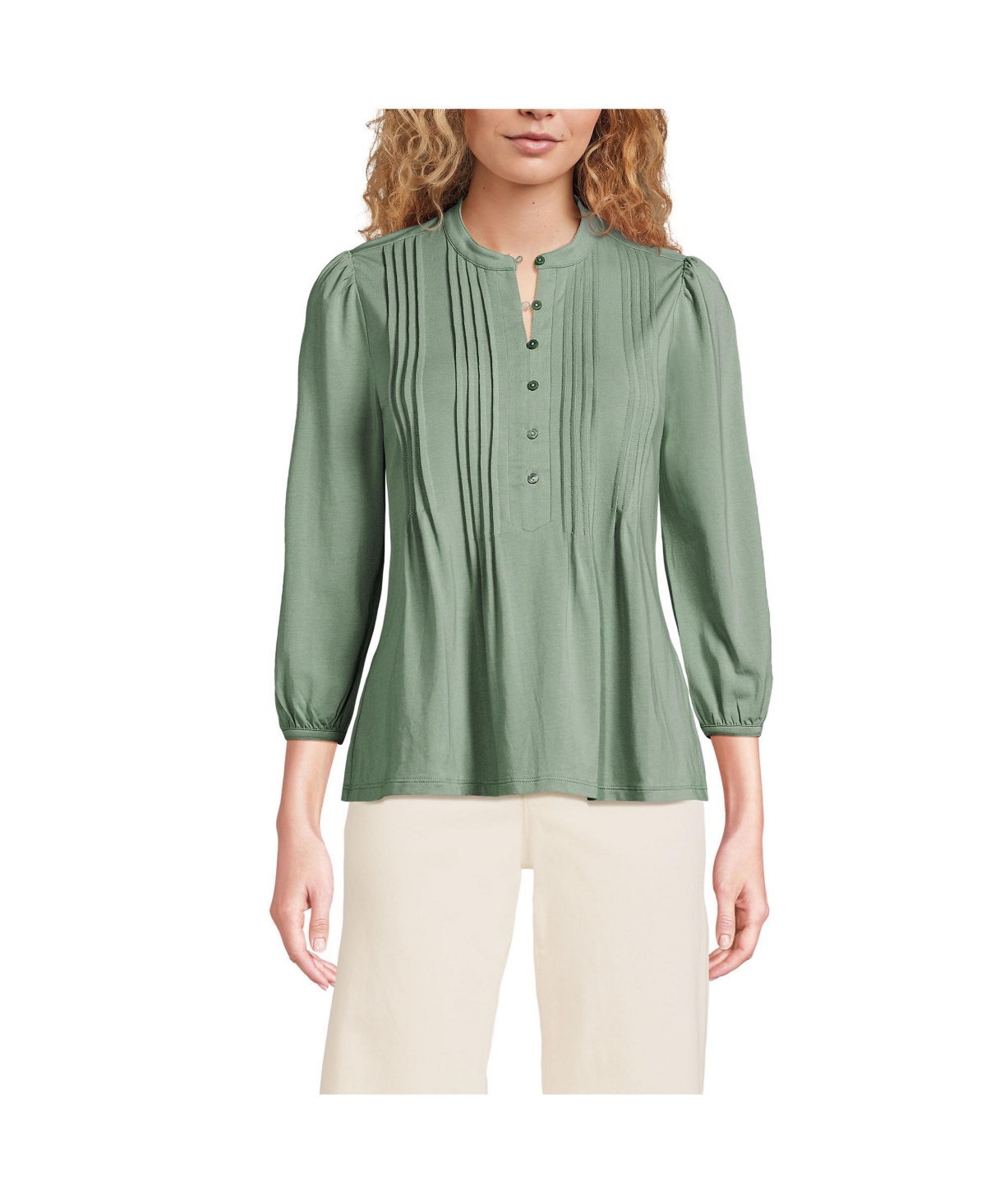 Click here for Lands End Womens Lightweight Jersey Button Pintuck... prices