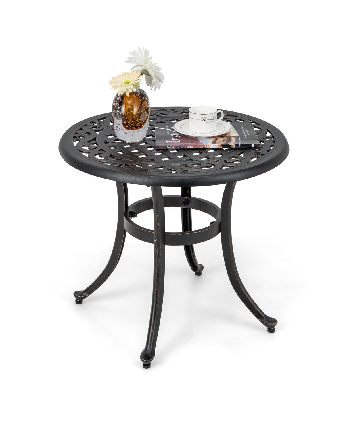 Click here for Gymax Cast Aluminum Patio Table 24Outdoor Round Si... prices