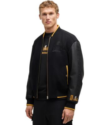 Hugo Boss x NFL Leather Sleeve Wool-Blend Jacket - Macy's