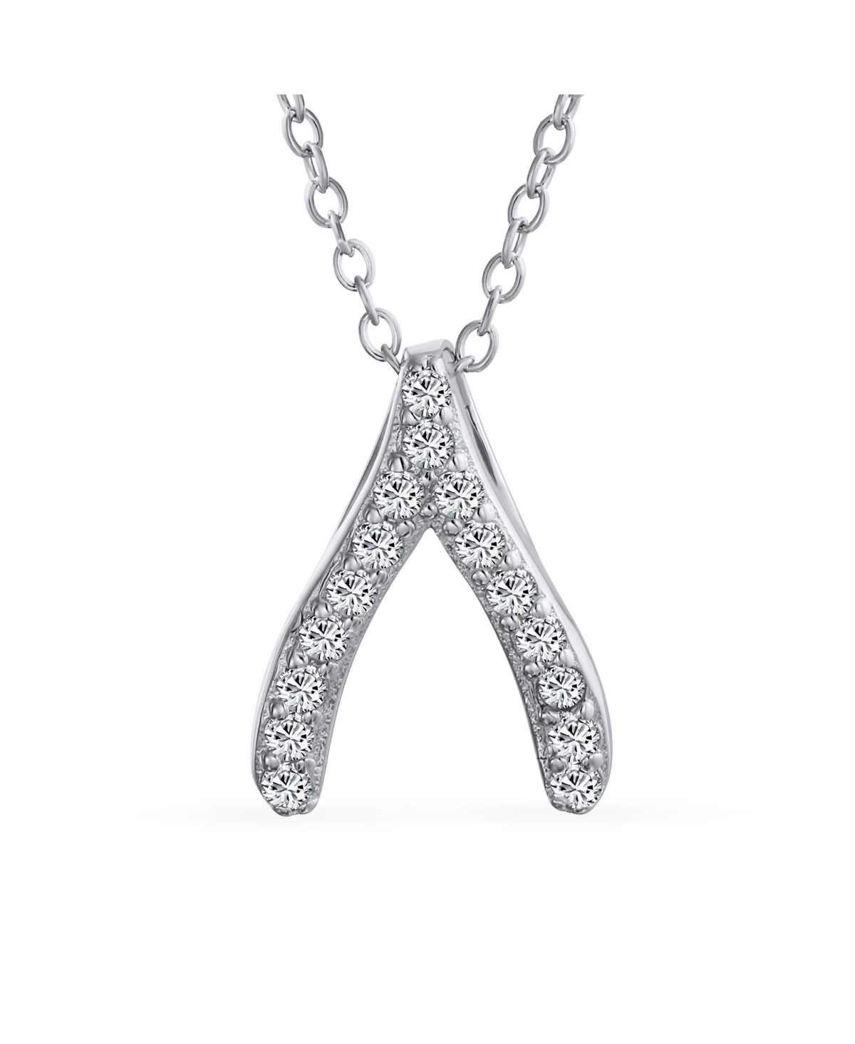 Click here for Bling Jewelry Pave Cz Good Luck Wishbone Pendant N... prices