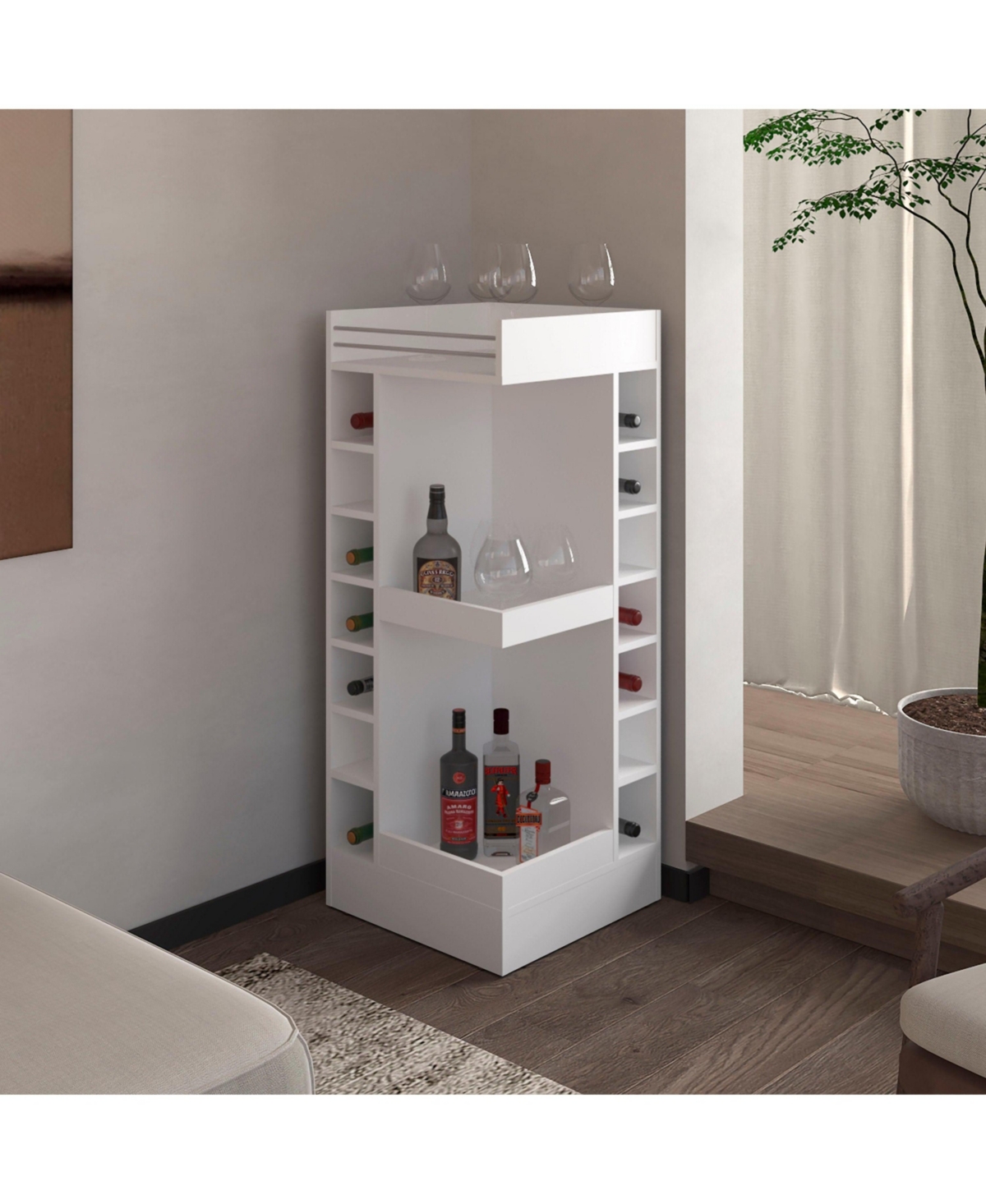 Click here for Lamer Corner Bar Cabinet with Wine Rack and Open S... prices