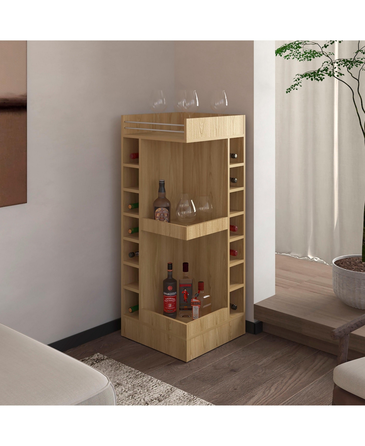 Click here for Lamer Corner Bar Cabinet with Wine Rack and Open S... prices