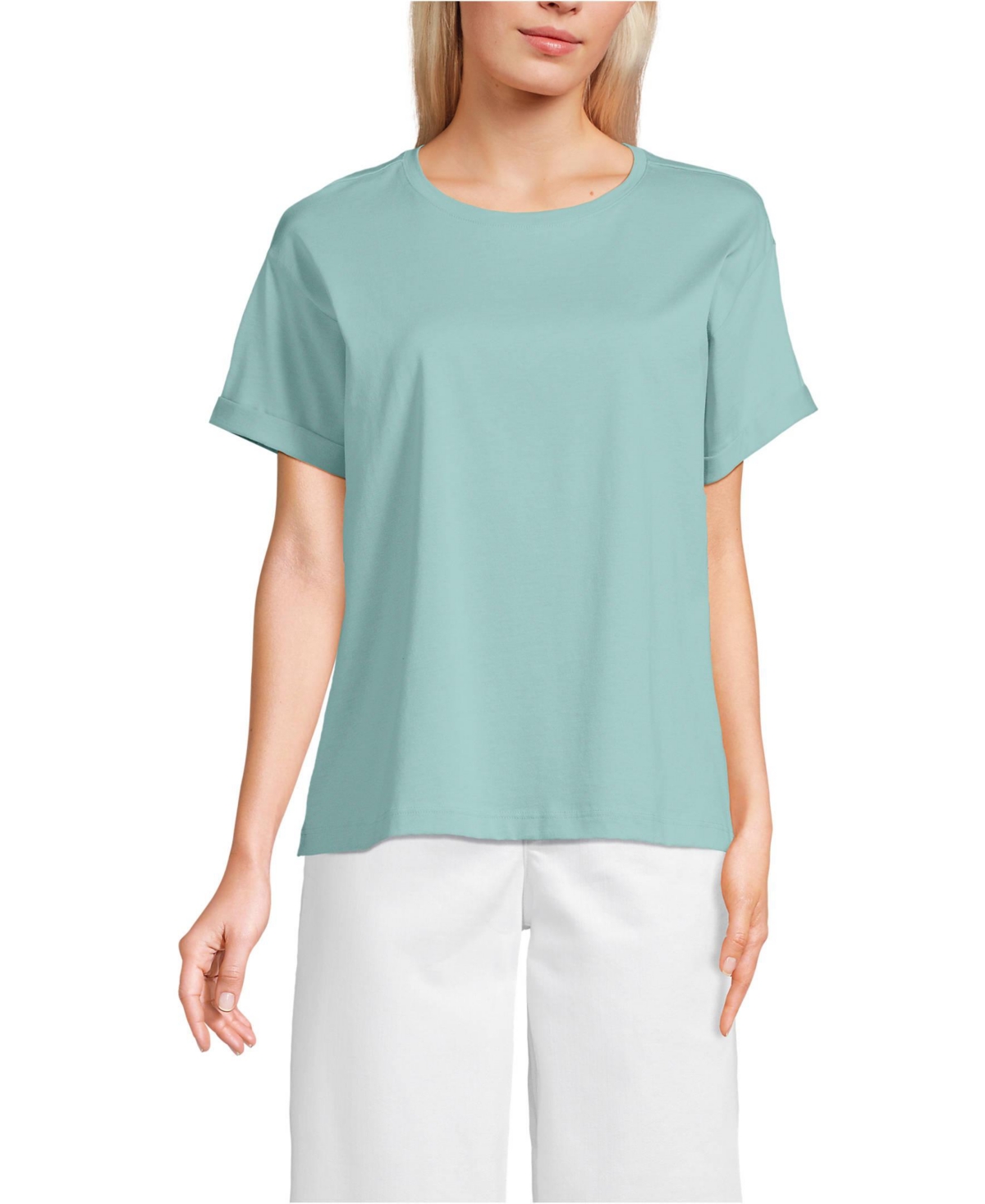 Click here for Lands End Womens Oversized Supima Short Sleeve Cre... prices