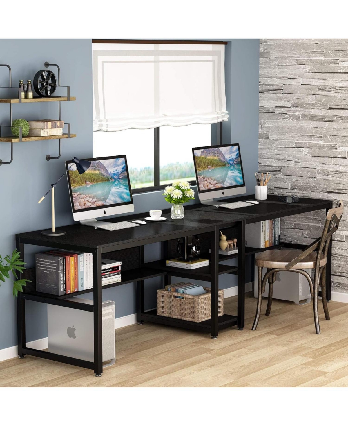 Click here for Tribesigns Two Person Desk with Bookshelf  78.7 Co... prices