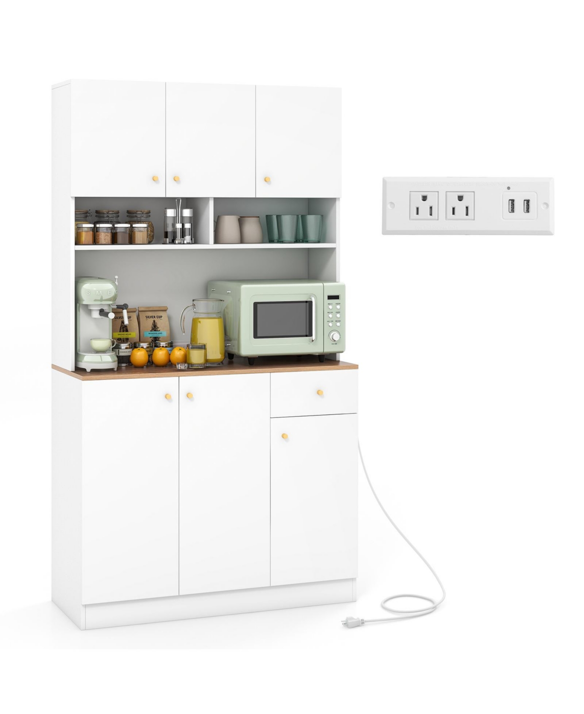 Click here for Pantry Cabinet with Built-in Outlets for Convenien... prices