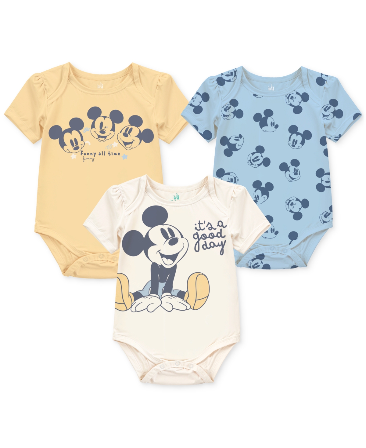 Disney Baby Boys Mickey Mouse Short-sleeve Bodysuits, Set Of 3 In ...