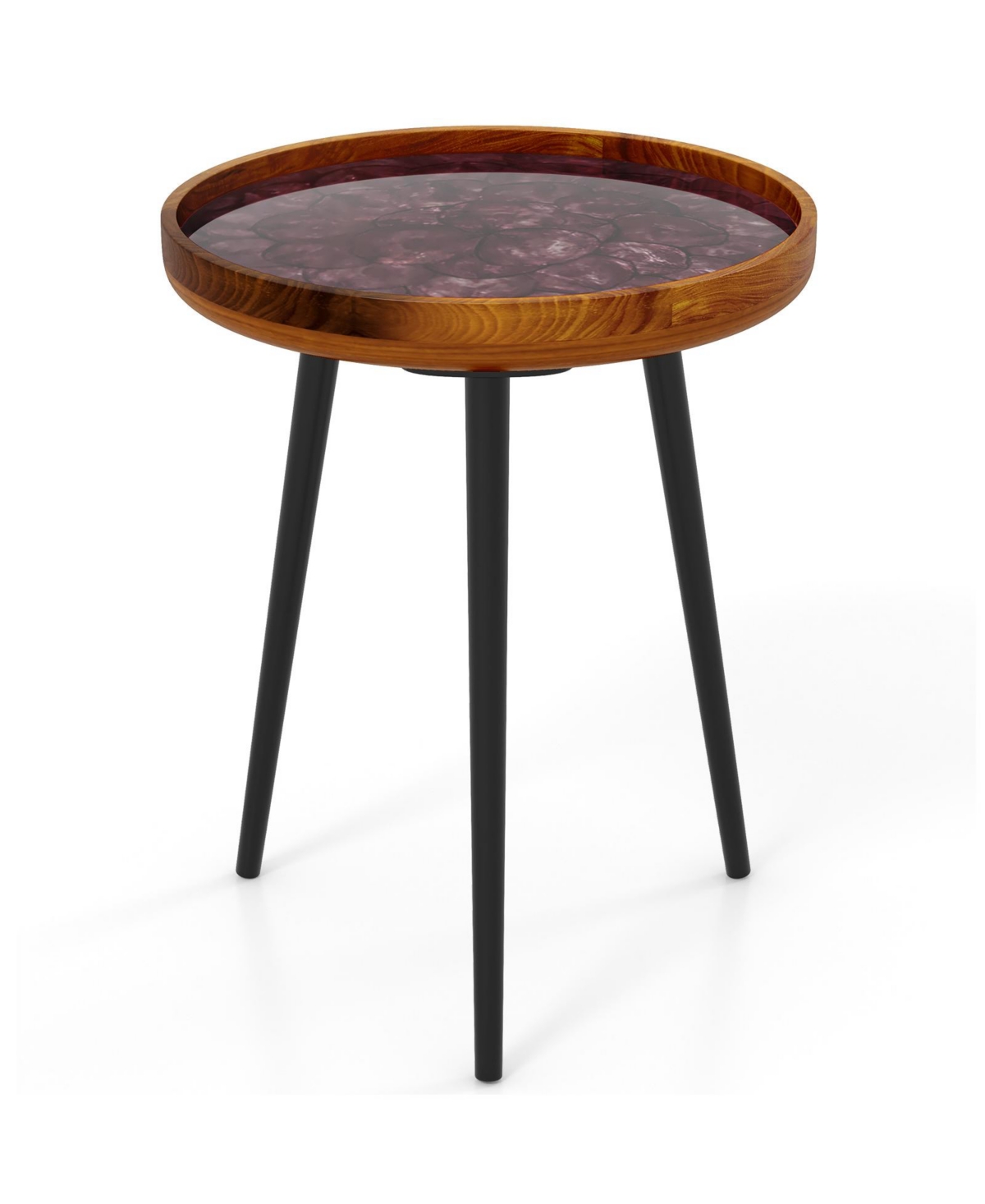 Click here for Round End Table with Sea Shell Inlay and Epoxy Res... prices
