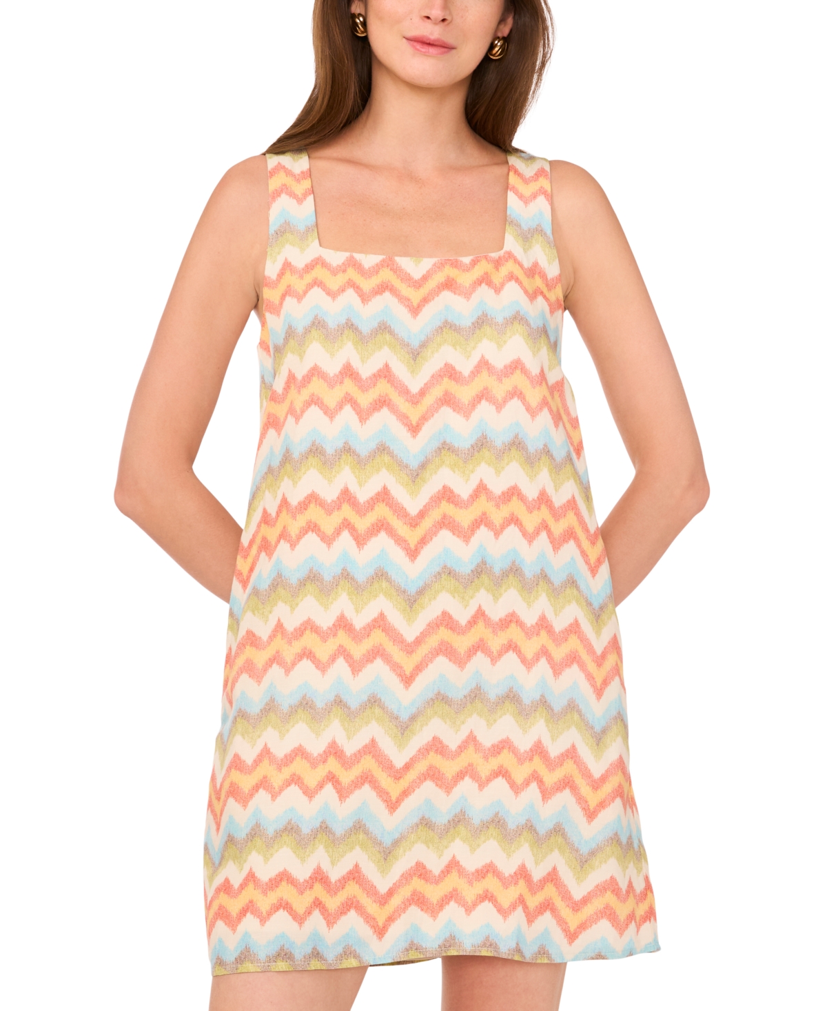 Click here for 1.state Womens Sleeveless Square Neck Chevron Mini... prices