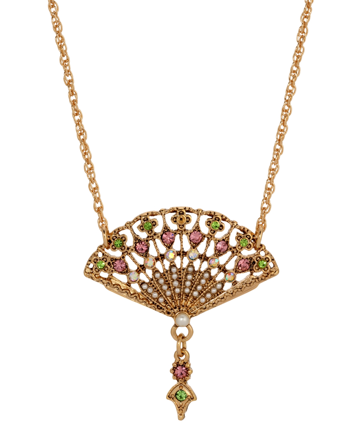 Click here for 2028 Crystal Fan Pendant Necklace - Green prices