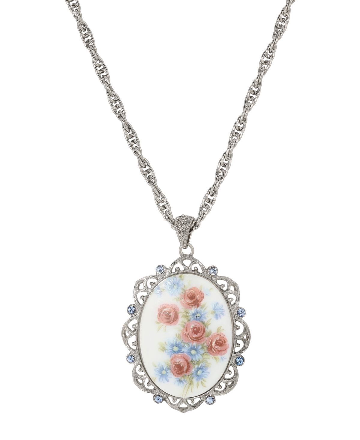 Click here for 2028 Oval Floral Pendant Necklace - Multi prices